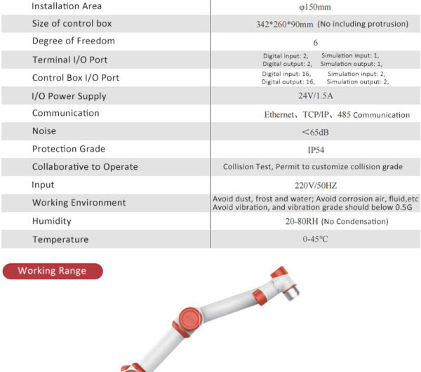 6 Axis Robotic Arm Cobot with 922mm Working Range